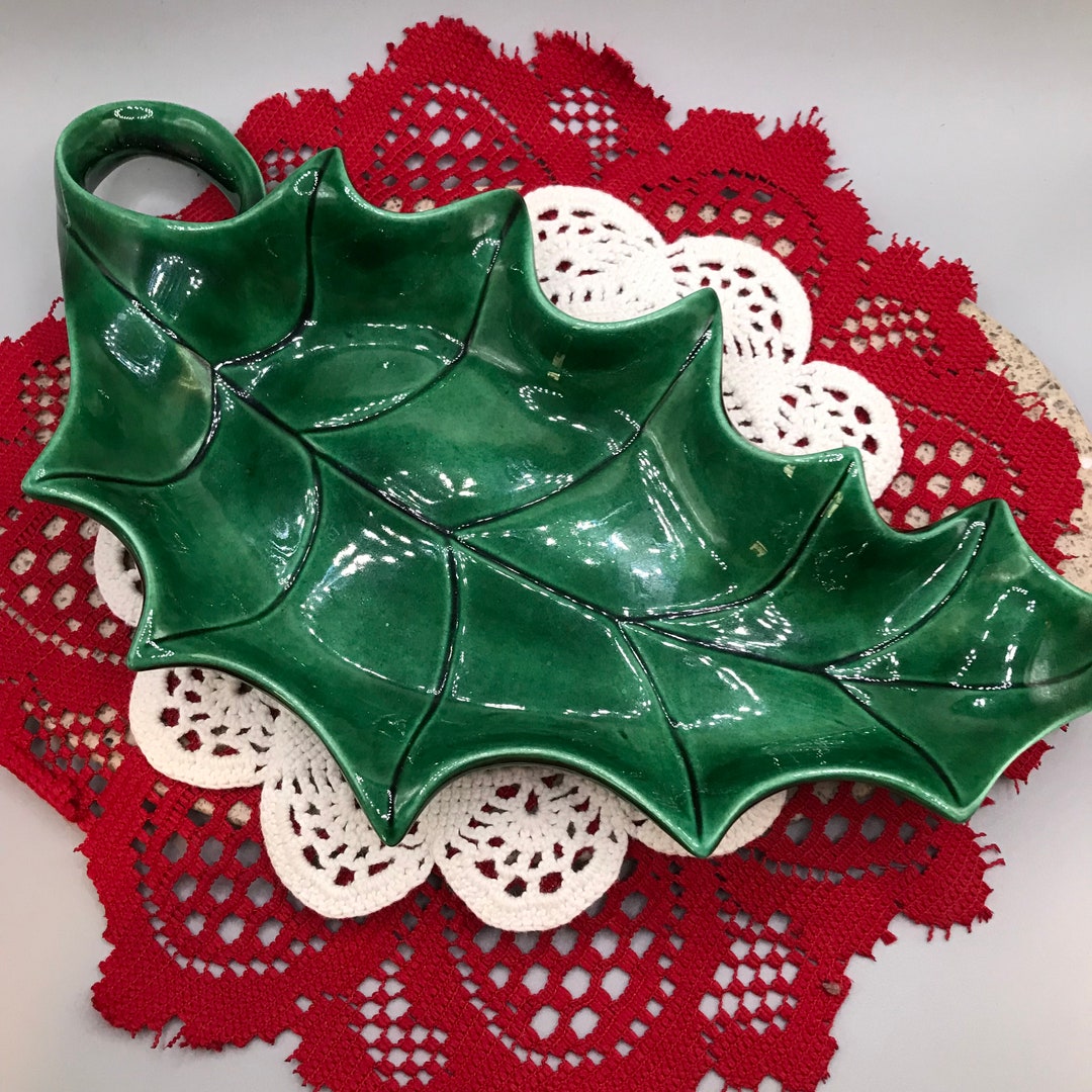 MCM Vintage Holland Mold Ceramic Holly Leaf Green Christmas Dish - Etsy