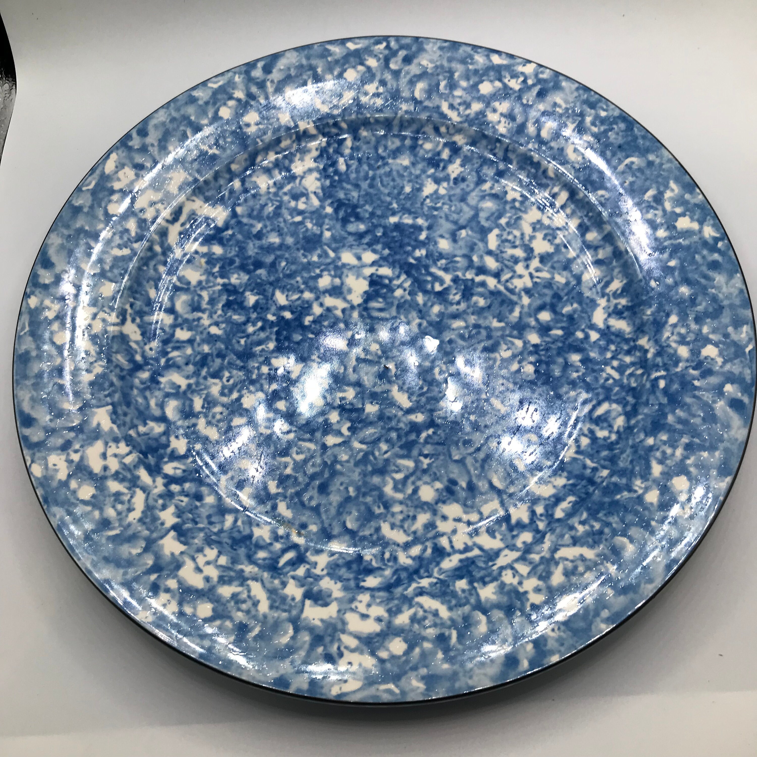 Large Platter / Blue Spongeware Stangl Town and Country Platter - Etsy