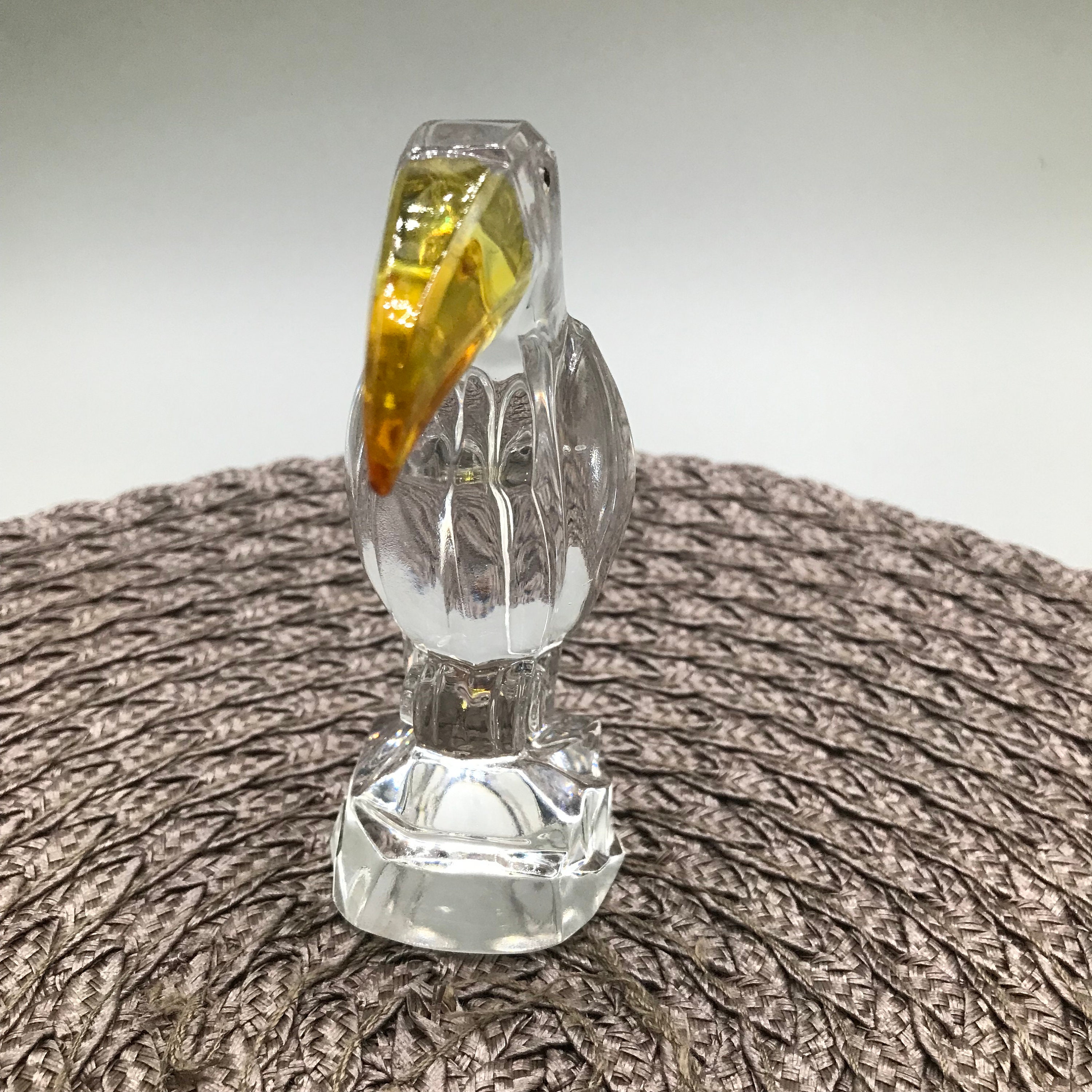 Clear Glass Toucan/ Bird With Yellow Gold Glass Beak Figurine - Etsy
