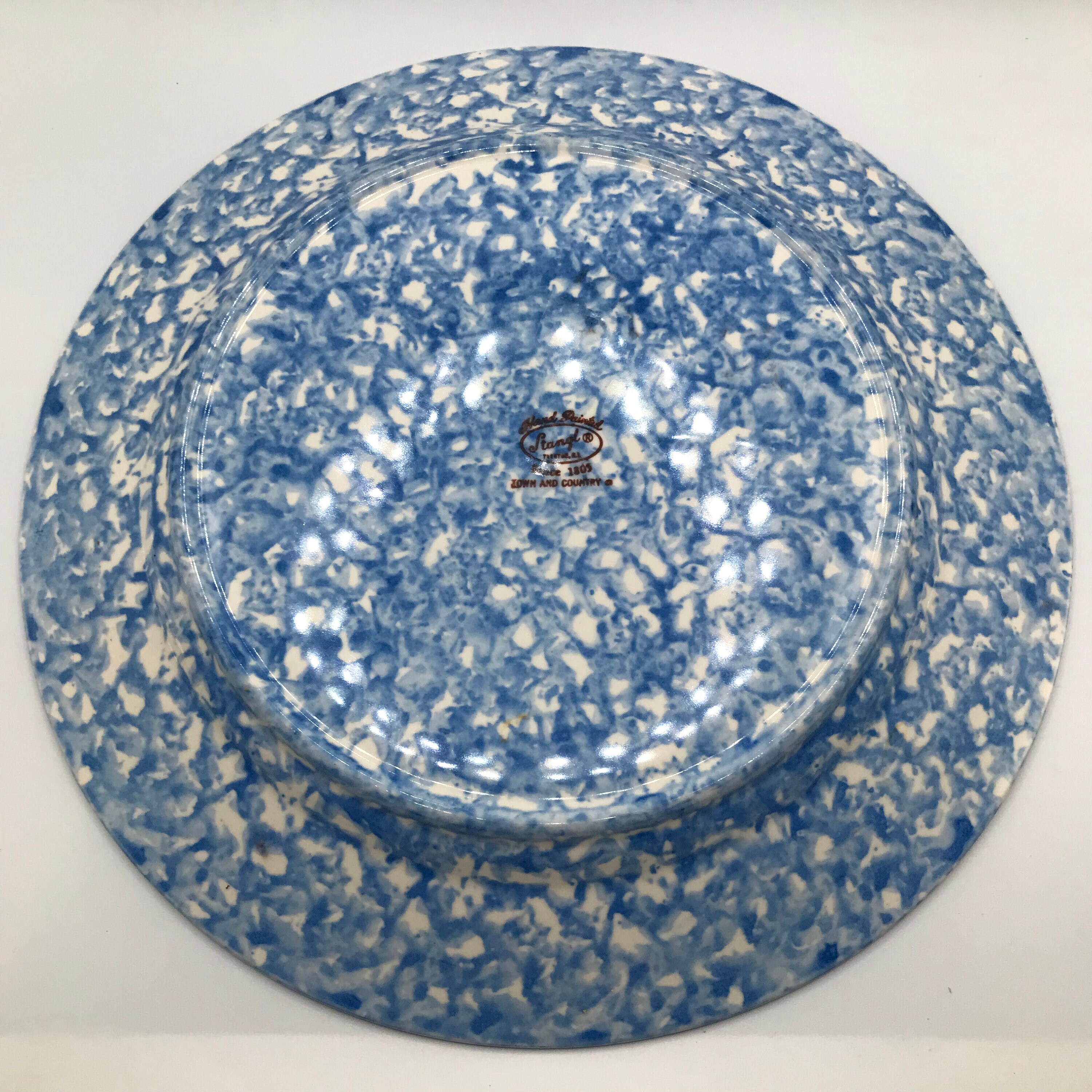 Large Platter / Blue Spongeware Stangl Town and Country Platter - Etsy