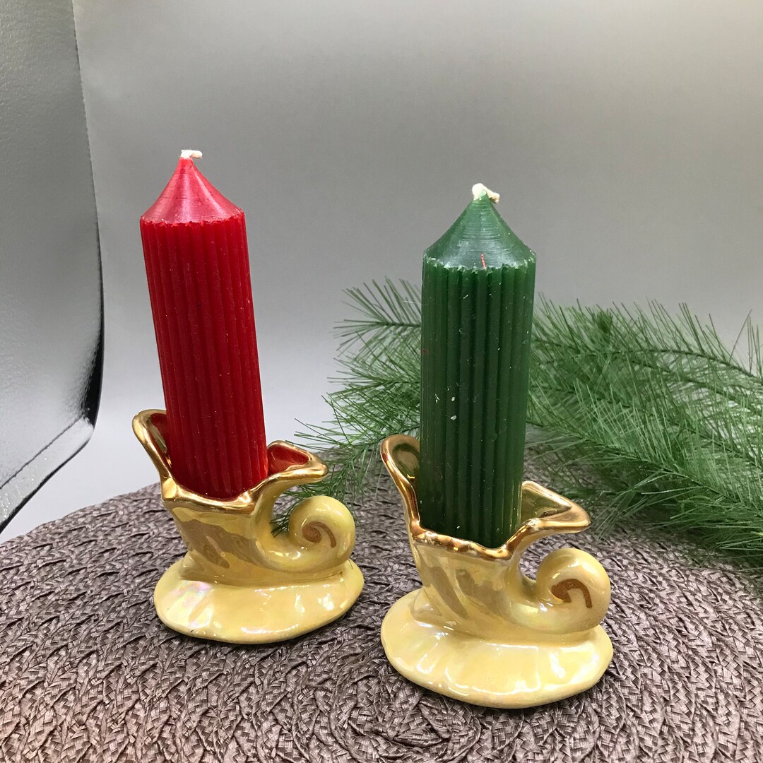 Vintage Pottery Set of 2 Cornucopia Candle Holders - Etsy