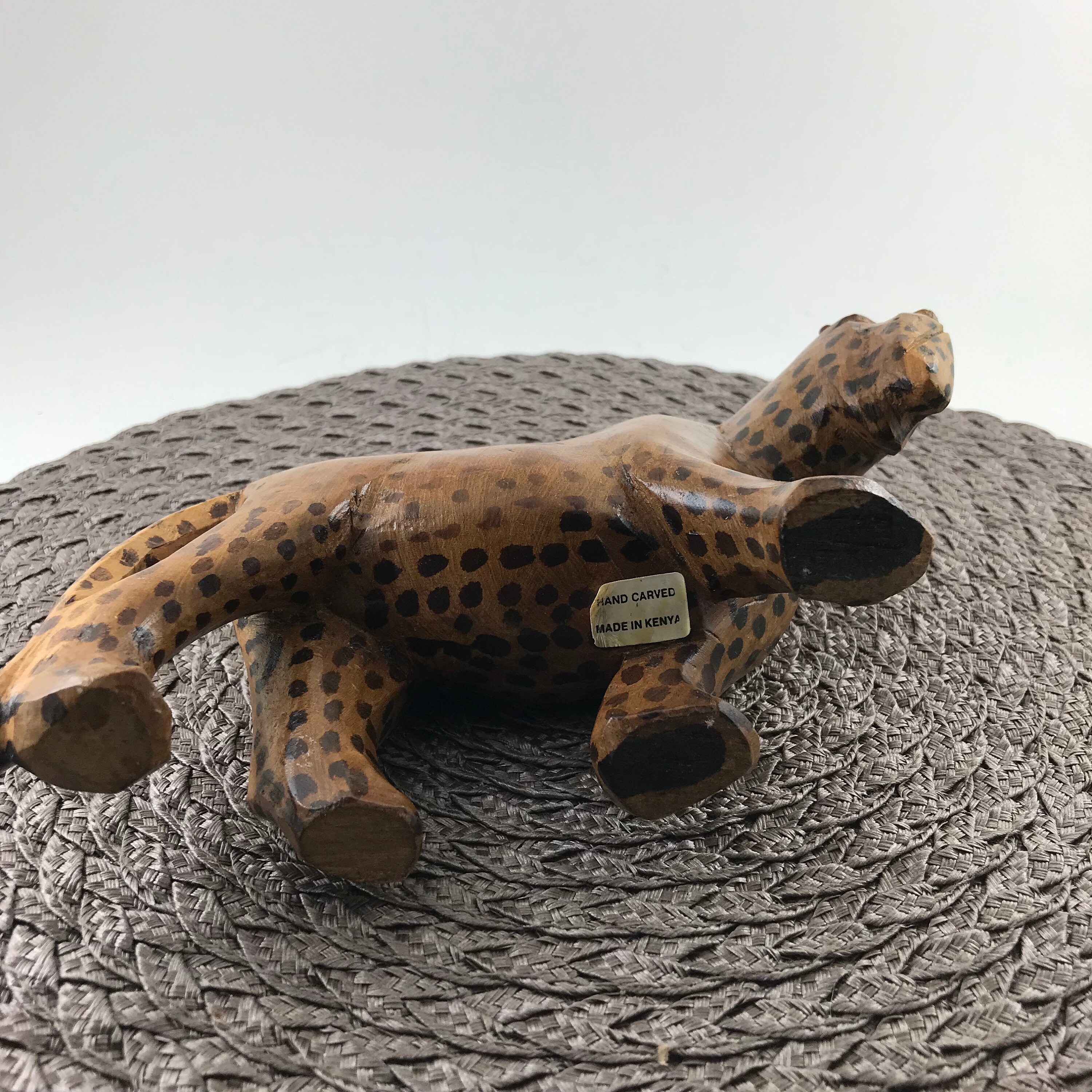 African Hand Carved Wooden Leopard Statue Sculpture - Etsy