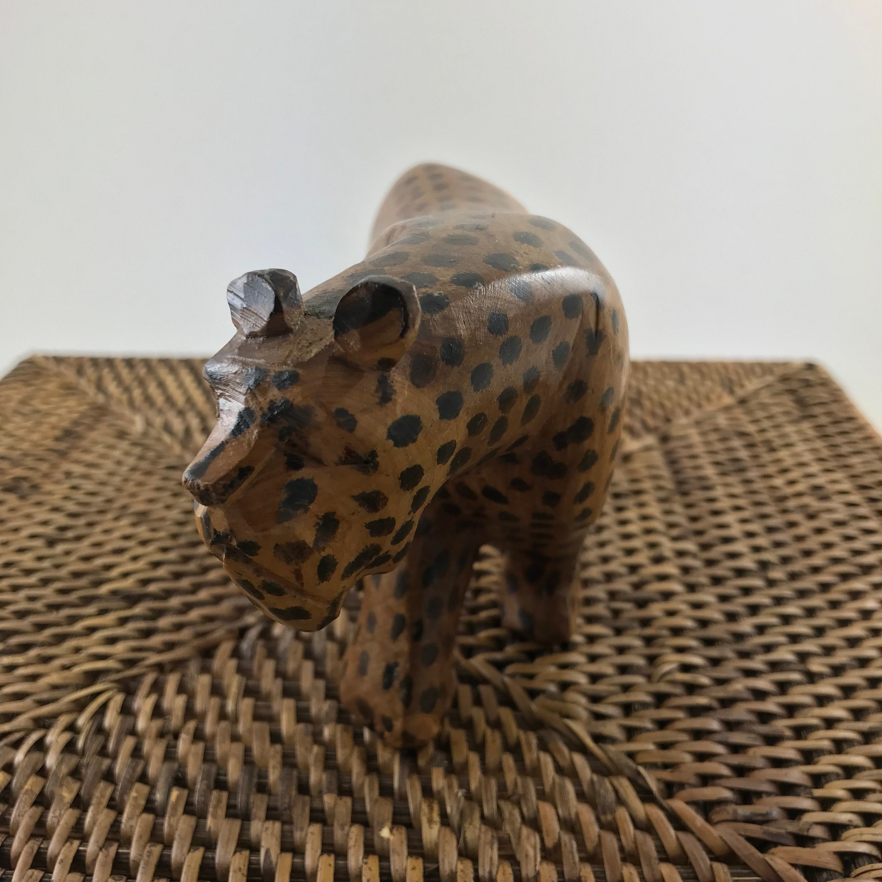 African Hand Carved Wooden Leopard Statue Sculpture - Etsy