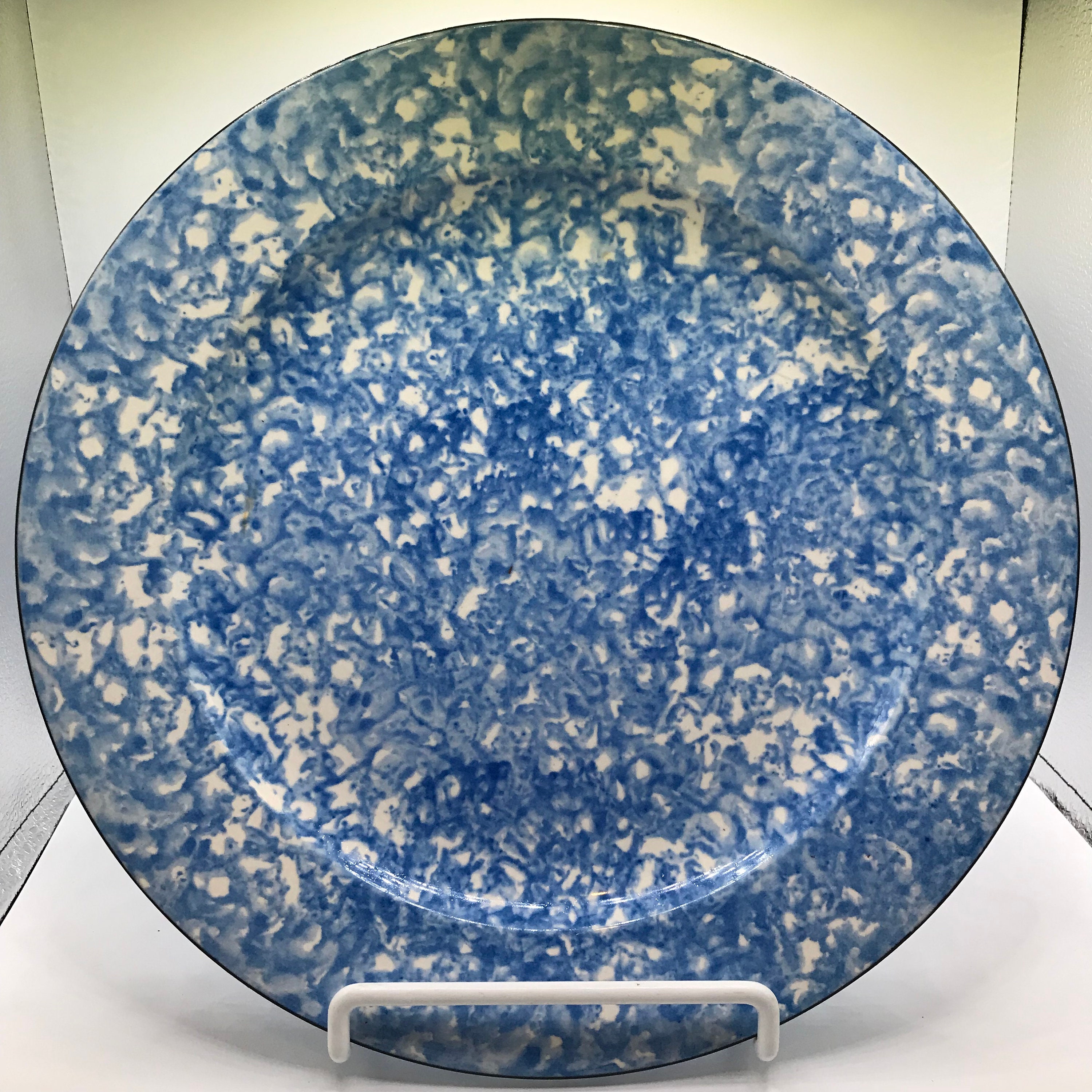 Large Platter / Blue Spongeware Stangl Town and Country Platter - Etsy