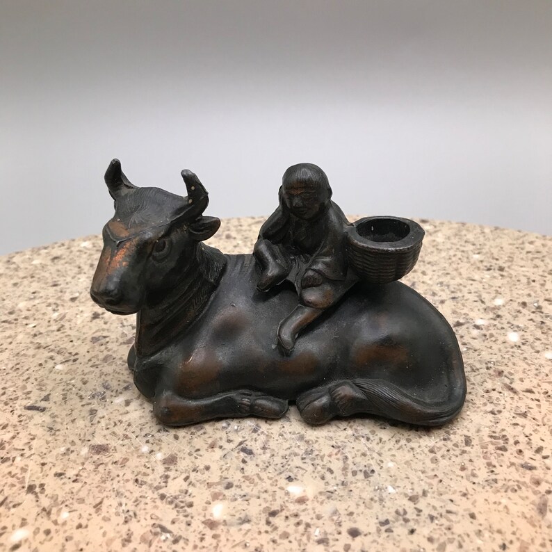 Small Bronze Statue of Bull and Man on Its Back - Etsy