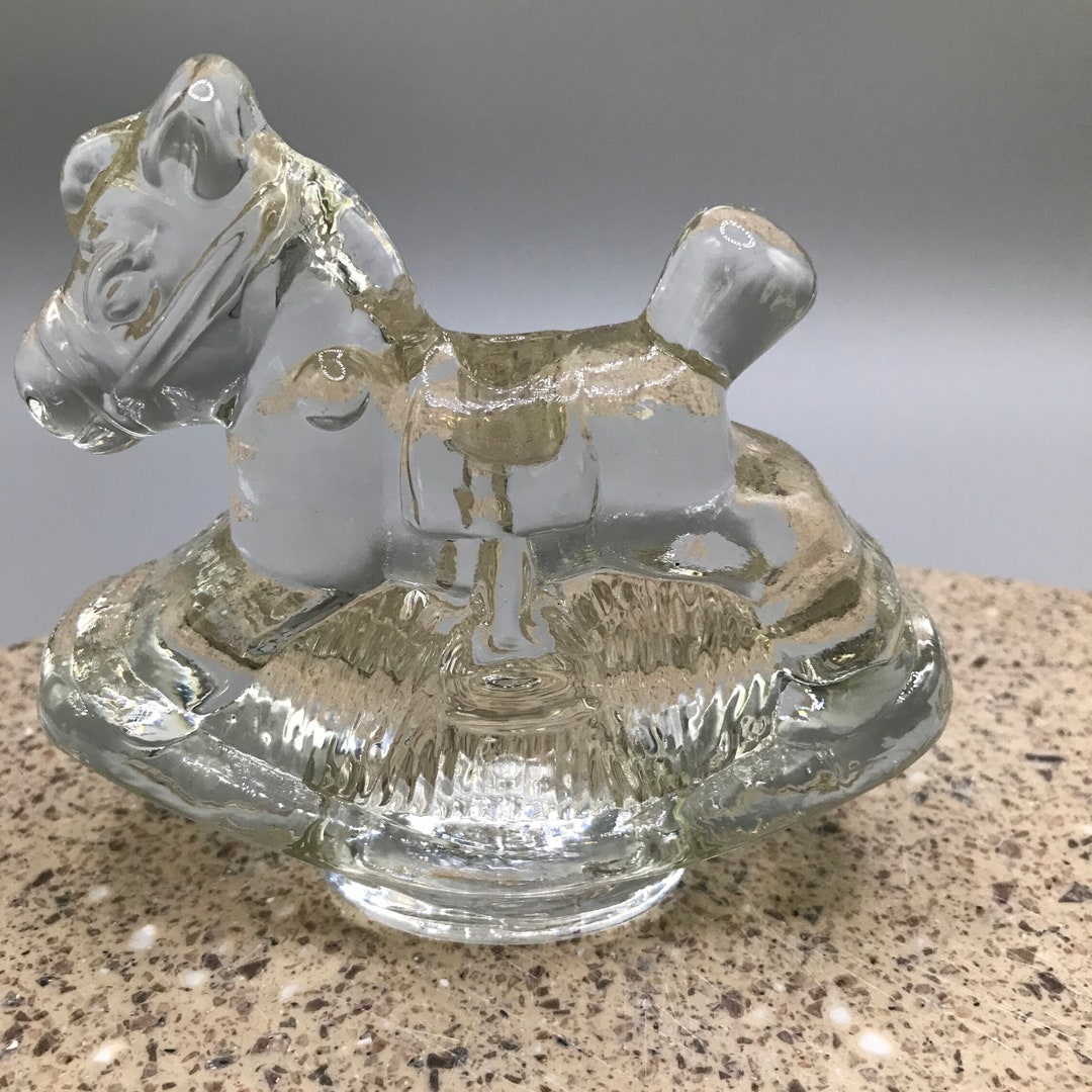 Goebel Molded Clear Glass Rocking Horse Candleholder Paperweight - Etsy