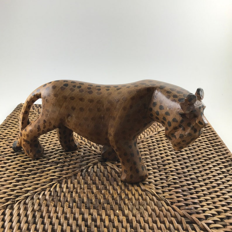 African Hand Carved Wooden Leopard Statue Sculpture - Etsy