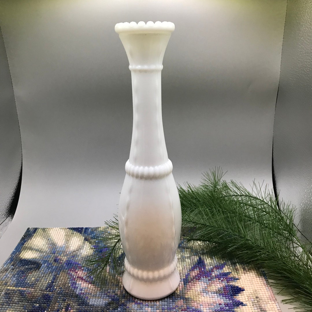 Bead and Stitch Milk Glass Bud Vase - Etsy