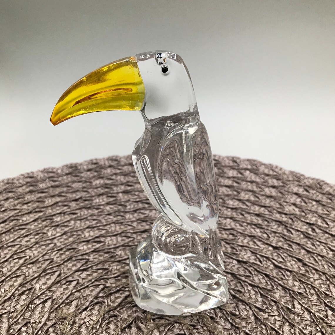 Clear Glass Toucan/ Bird With Yellow Gold Glass Beak Figurine - Etsy