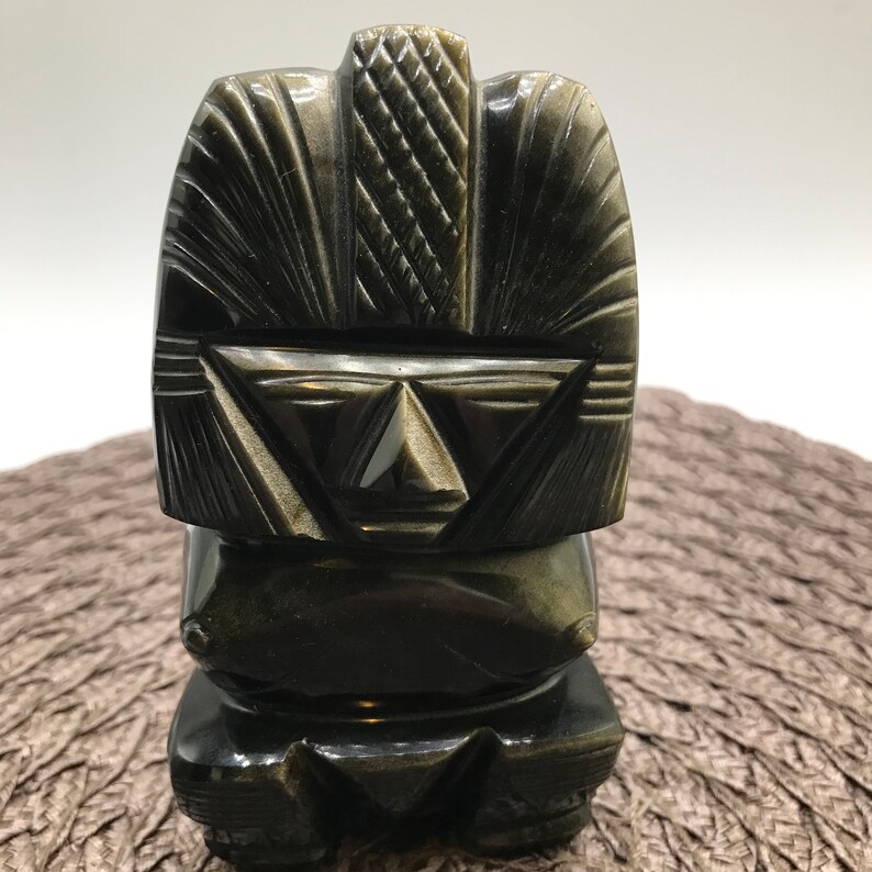 Gold Sheen Obsidian Figurine/ Aztec / Mayan - Etsy