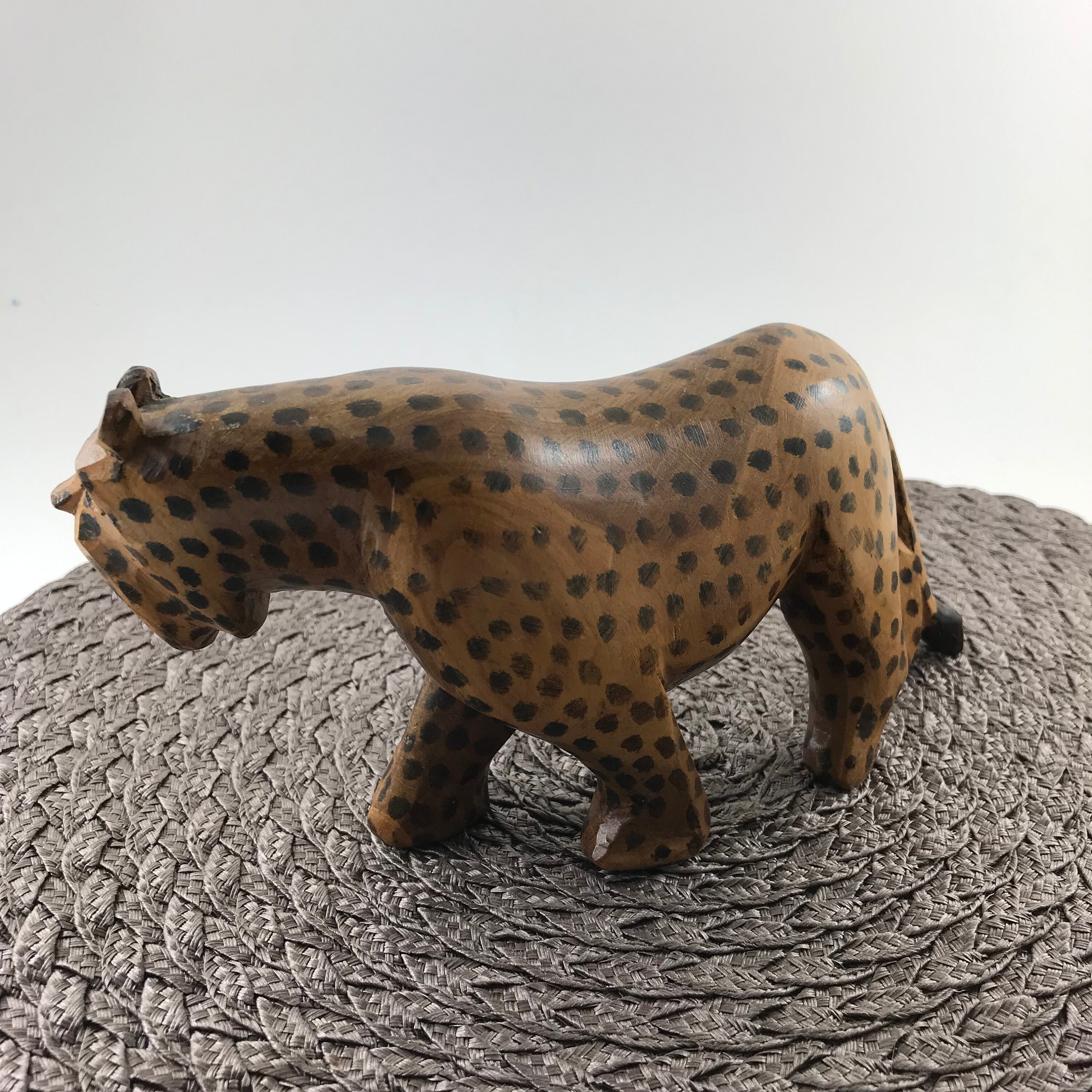 African Hand Carved Wooden Leopard Statue Sculpture - Etsy