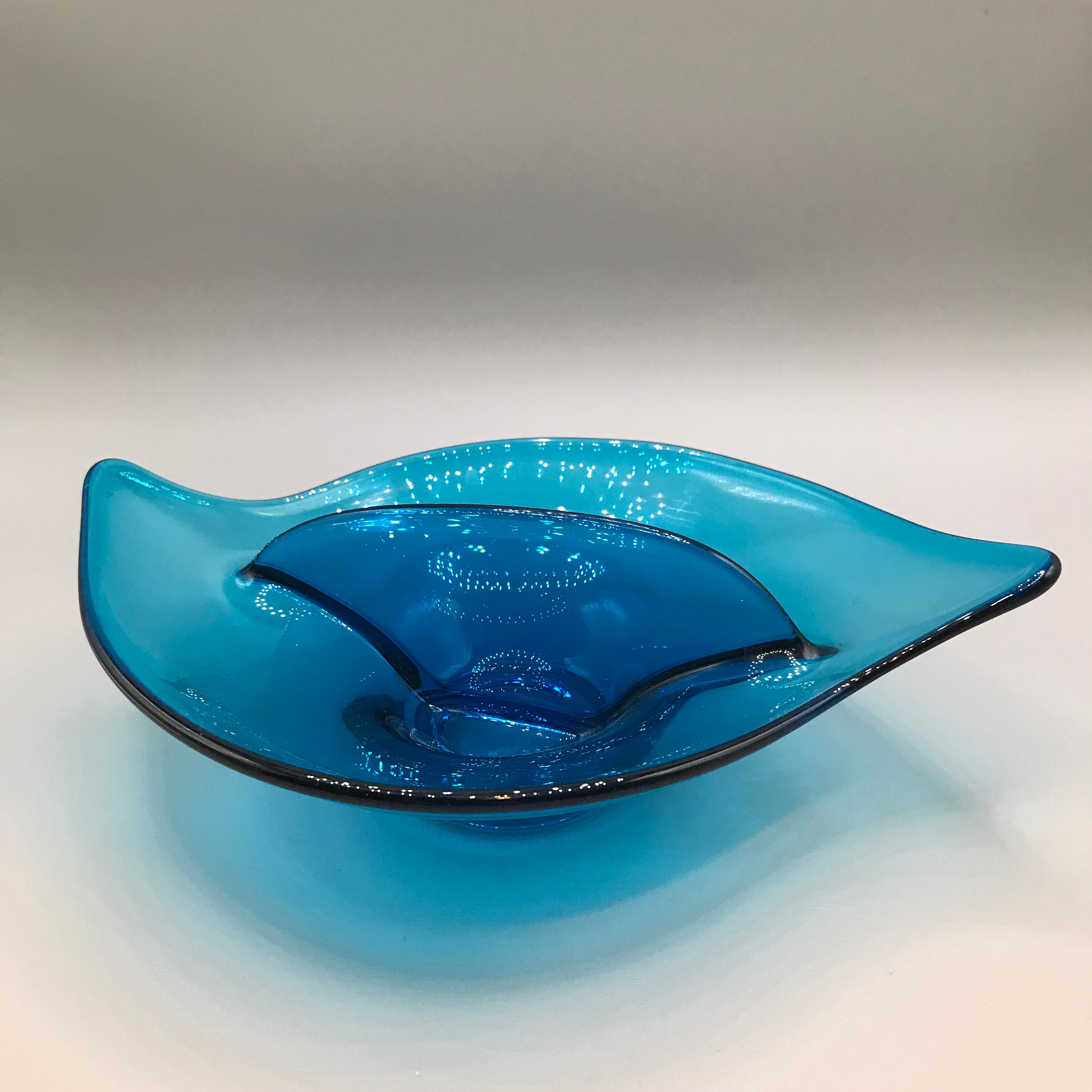 Vintage MCM Viking Blue Glass Divided Dish Relish Tray - Etsy