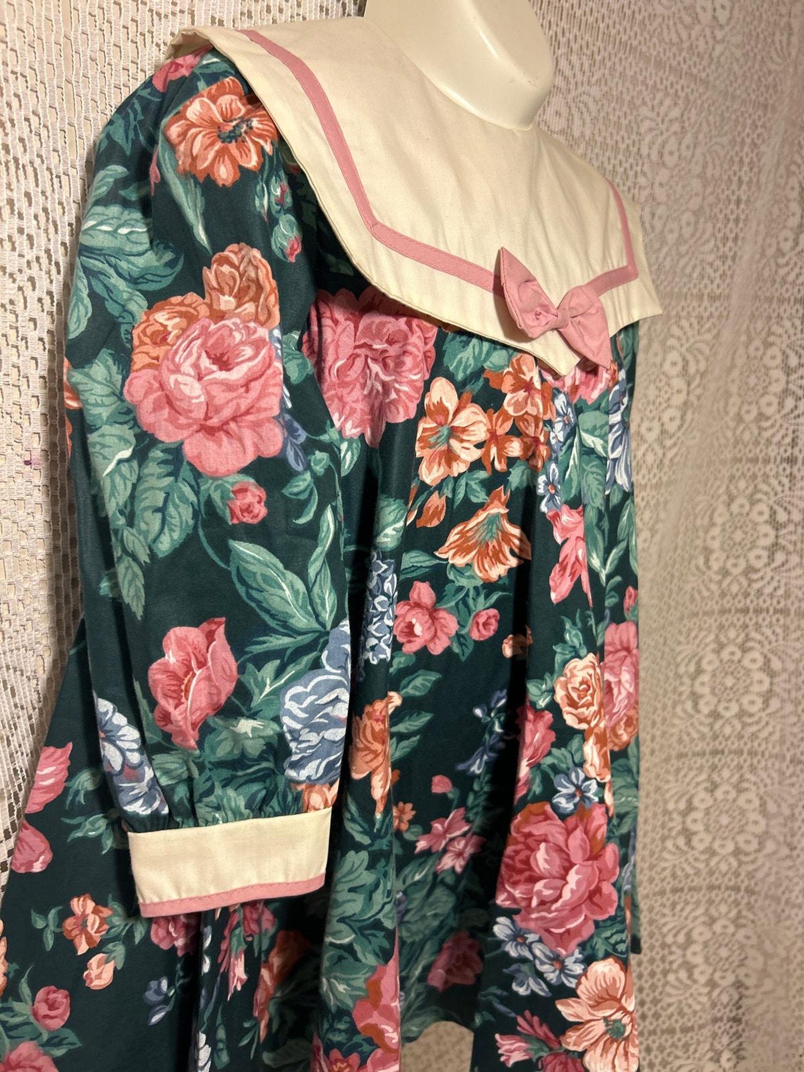 Vintage 80s Jo Lene Floral Tea Party Dress, Sailor Style, Girls 5, USA - Etsy