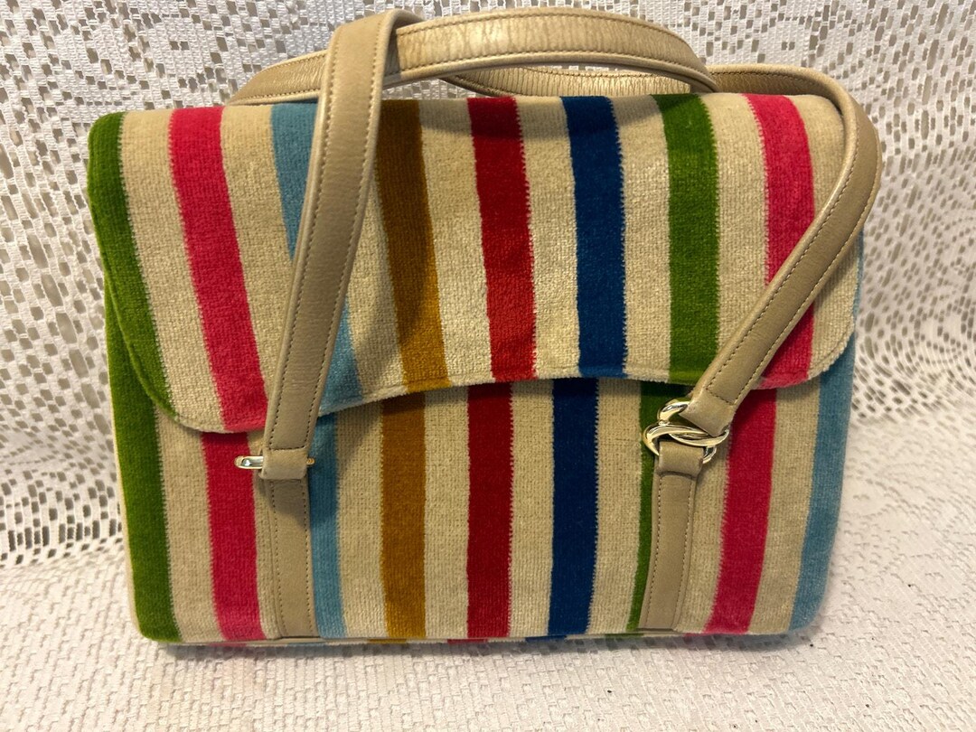 Vintage Ronay Multicolor Striped Velour Handbag, - Etsy