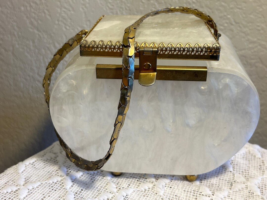 Vintage 1950’s Tyrolean NY Pearl Lucite Box Purse, - Etsy