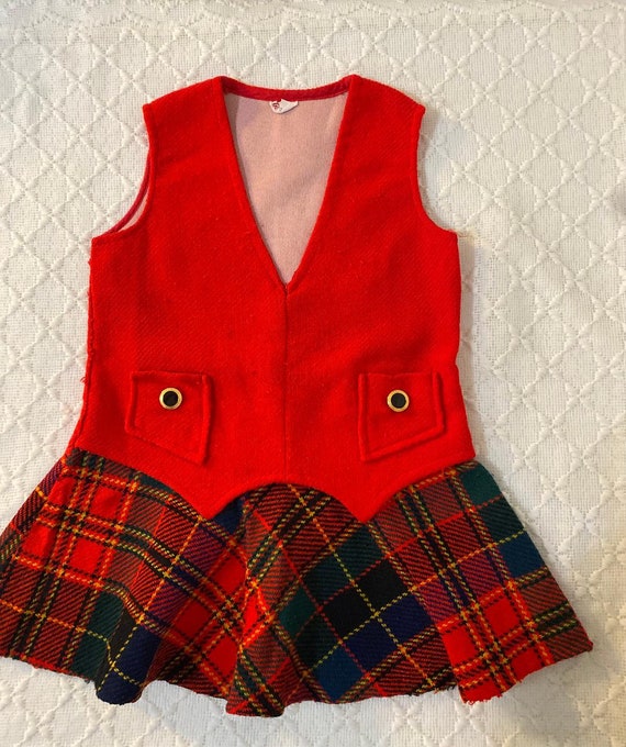 Vtg Fun Preppy Red Plaid "Gee Wiz" girls Dress - Gem