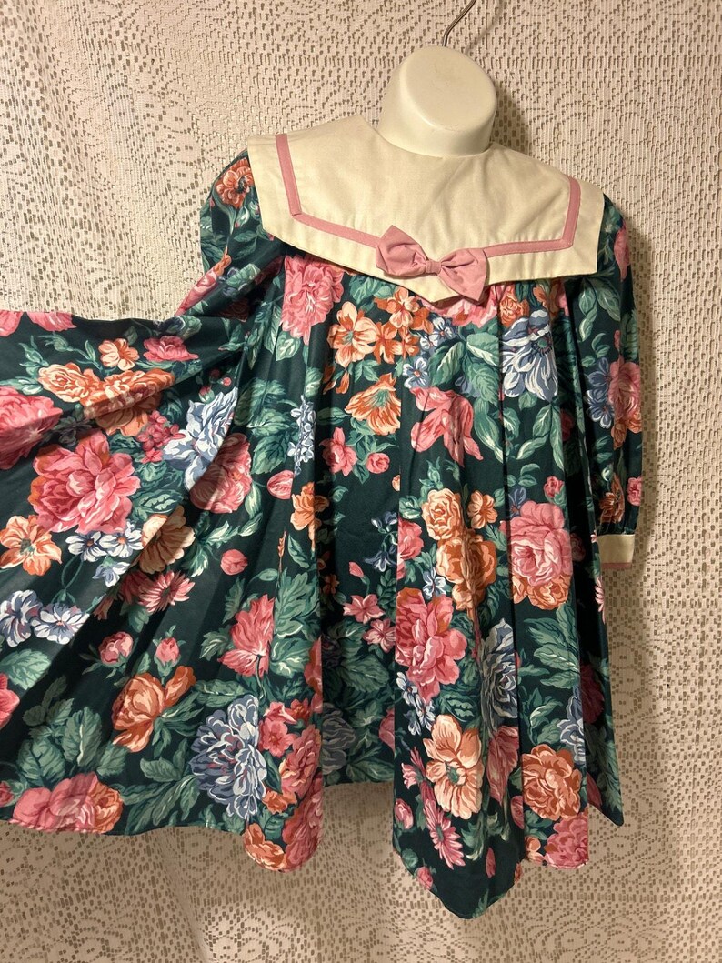 Vintage 80s Jo Lene Floral Tea Party Dress, Sailor Style, Girls 5, USA - Etsy
