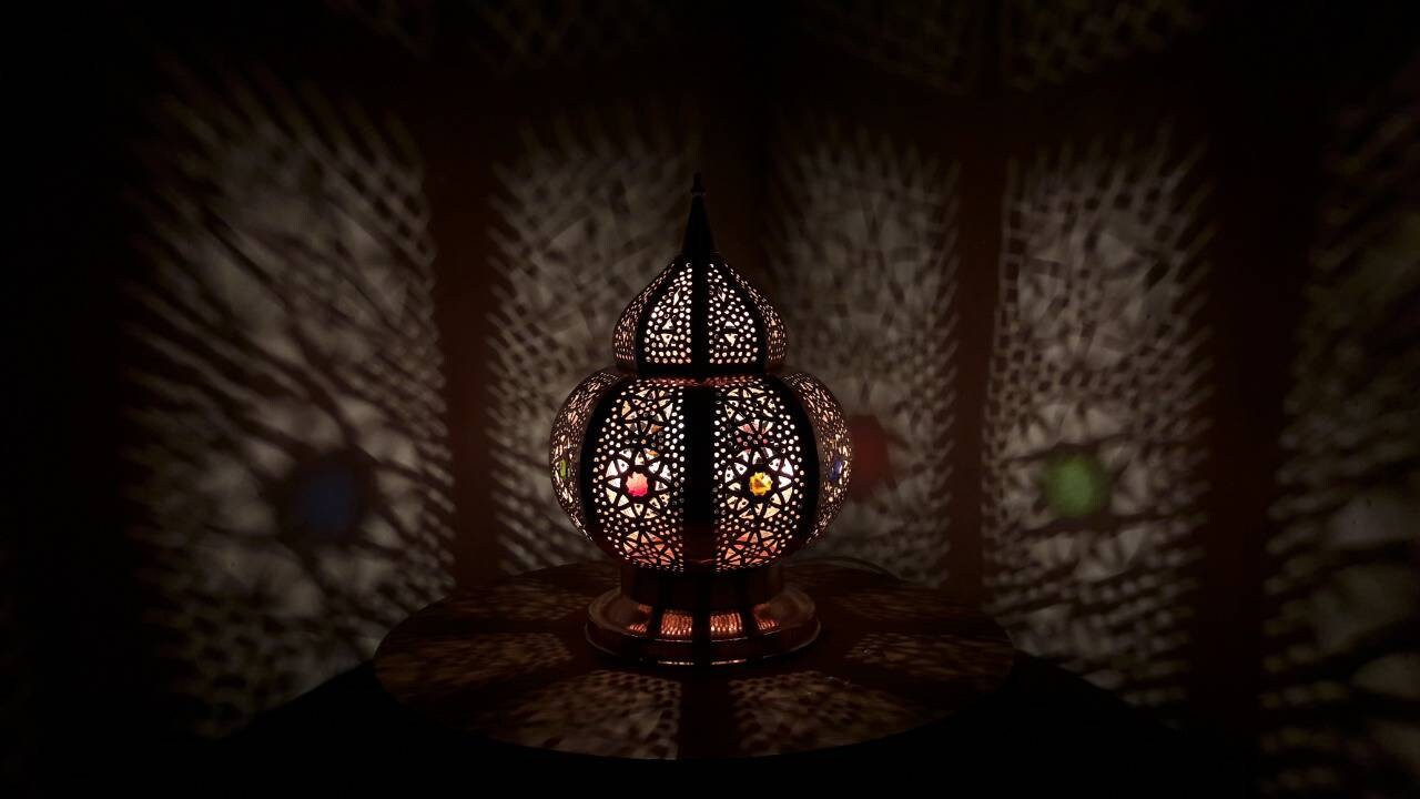 Marrakesh Table Copper and Glass Lamp Moroccan Table Floor | Etsy