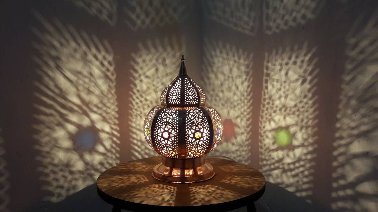 Marrakesh Table Copper and Glass Lamp Moroccan Table Floor - Etsy