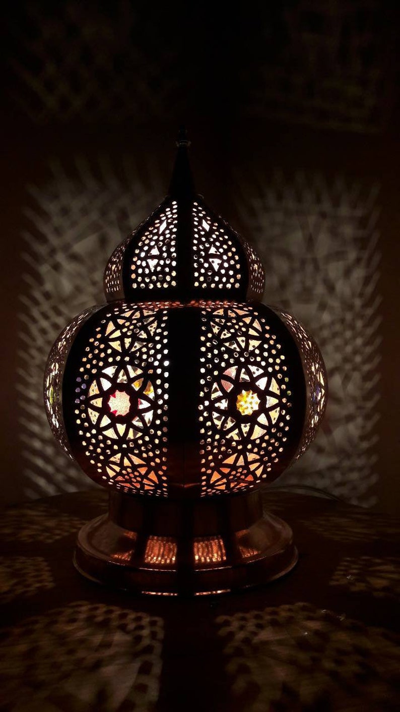 Marrakesh Table Copper and Glass Lamp Moroccan Table Floor - Etsy