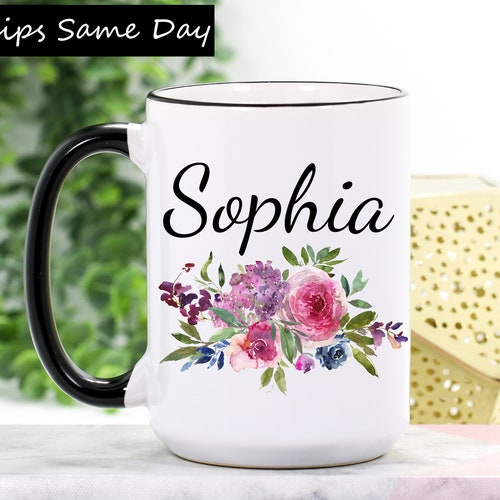 Custom Flower Name Mug Birthday Gift for Her Personalized - Etsy