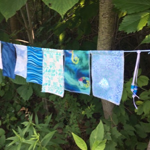 Watercolor Blues Cotton Fabric Flags. Bunting Garland Room Decor ...