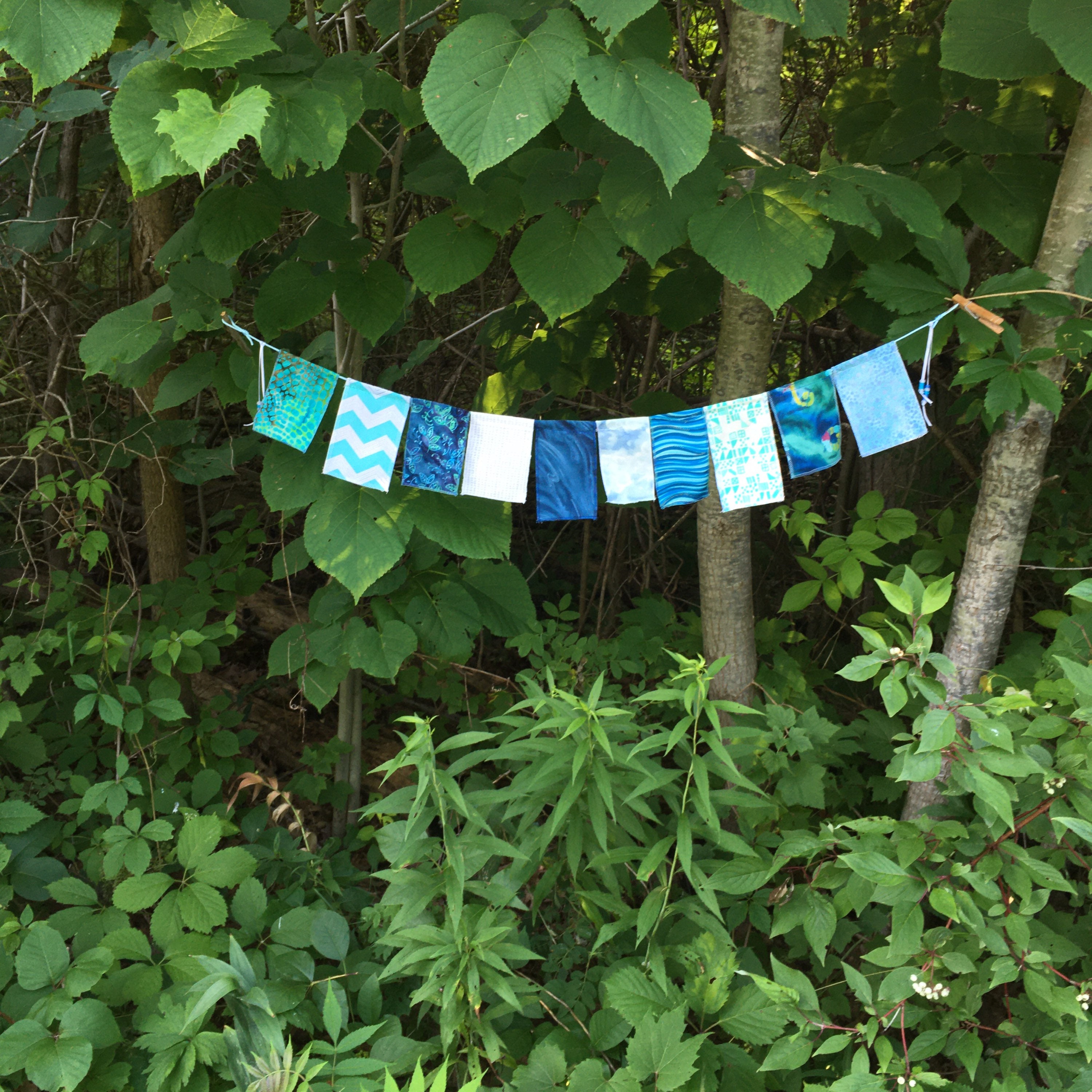 Watercolor Blues Cotton Fabric Flags. Bunting Garland Room | Etsy