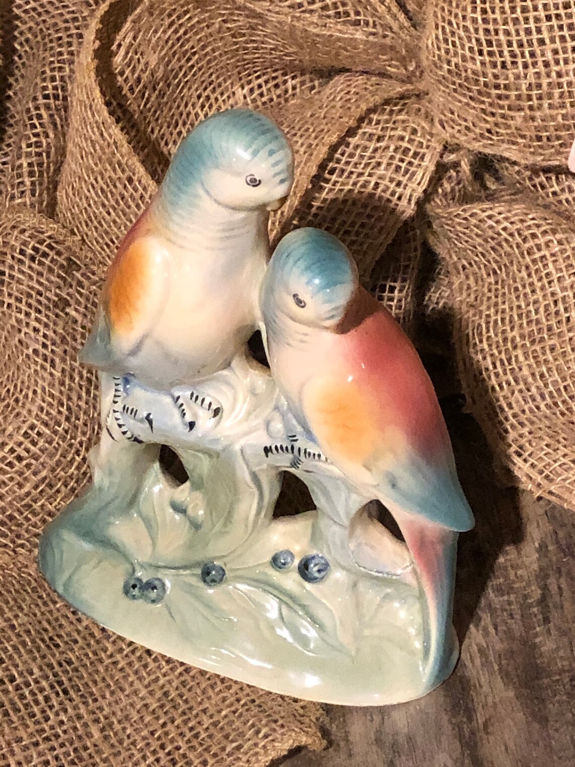 Vintage Ceramic Royal Copley Parakeet Parrot Birds | Etsy