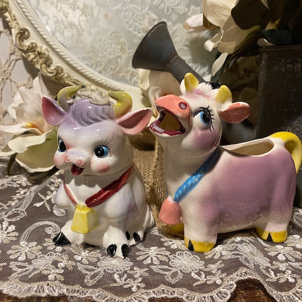 Vintage Cow Sugar Bowl - Etsy