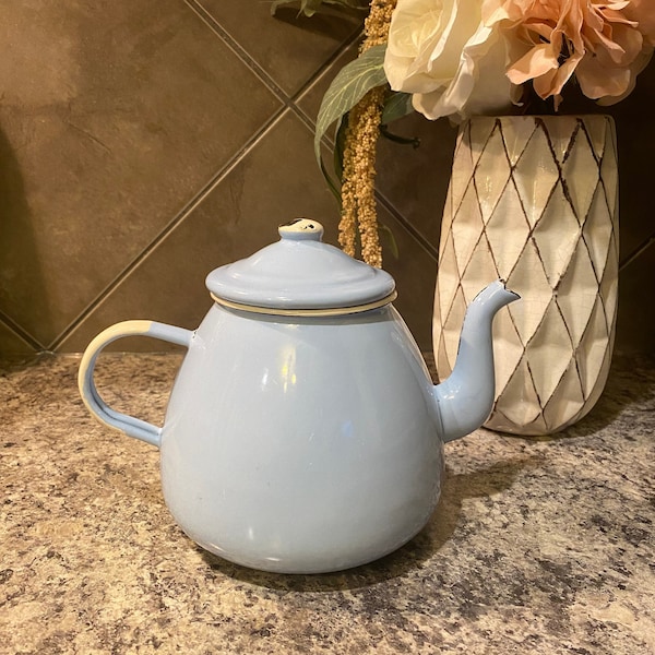 Blue Enamel Teapot - Etsy