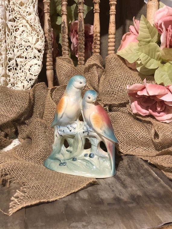 Vintage Ceramic Royal Copley Parakeet Parrot Birds - Etsy