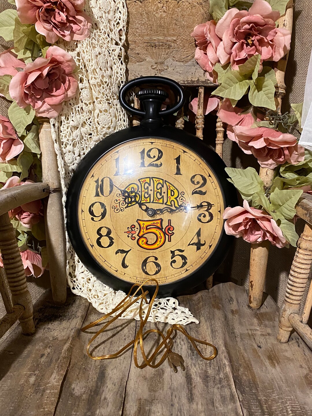 Vintage Spartus USA Large Beer Electric Clock - Etsy