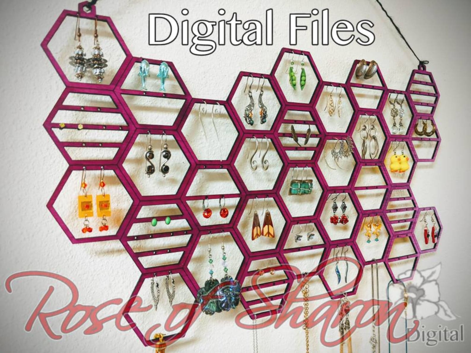 Jewelry Display SVG File, Honeycomb Earring Holder, Wall Hanging ...