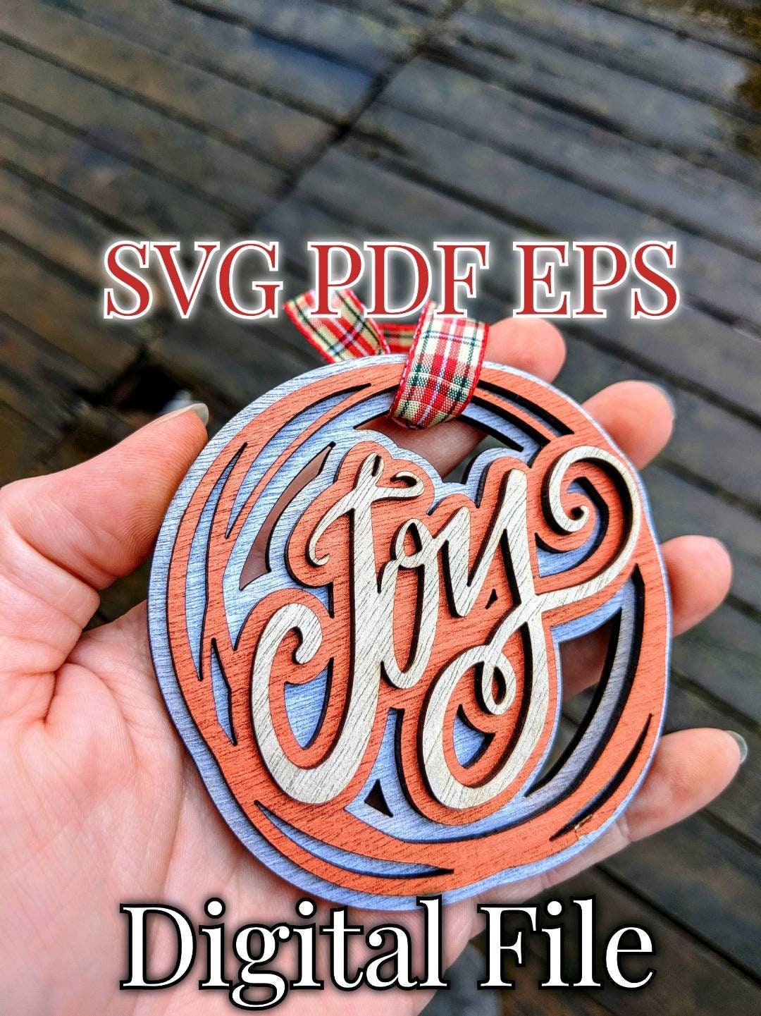Joy Ornament SVG File, PDF, EPS, Vector, Christmas Ornament Svg, Tree ...