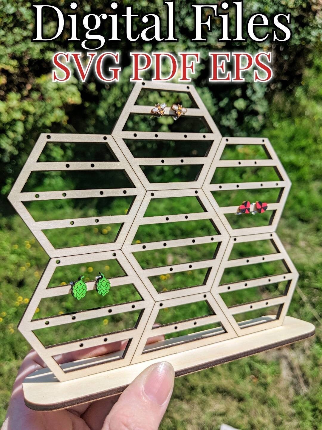 Honeycomb Earring Display SVG File Stud Holder PDF Jewelry - Etsy
