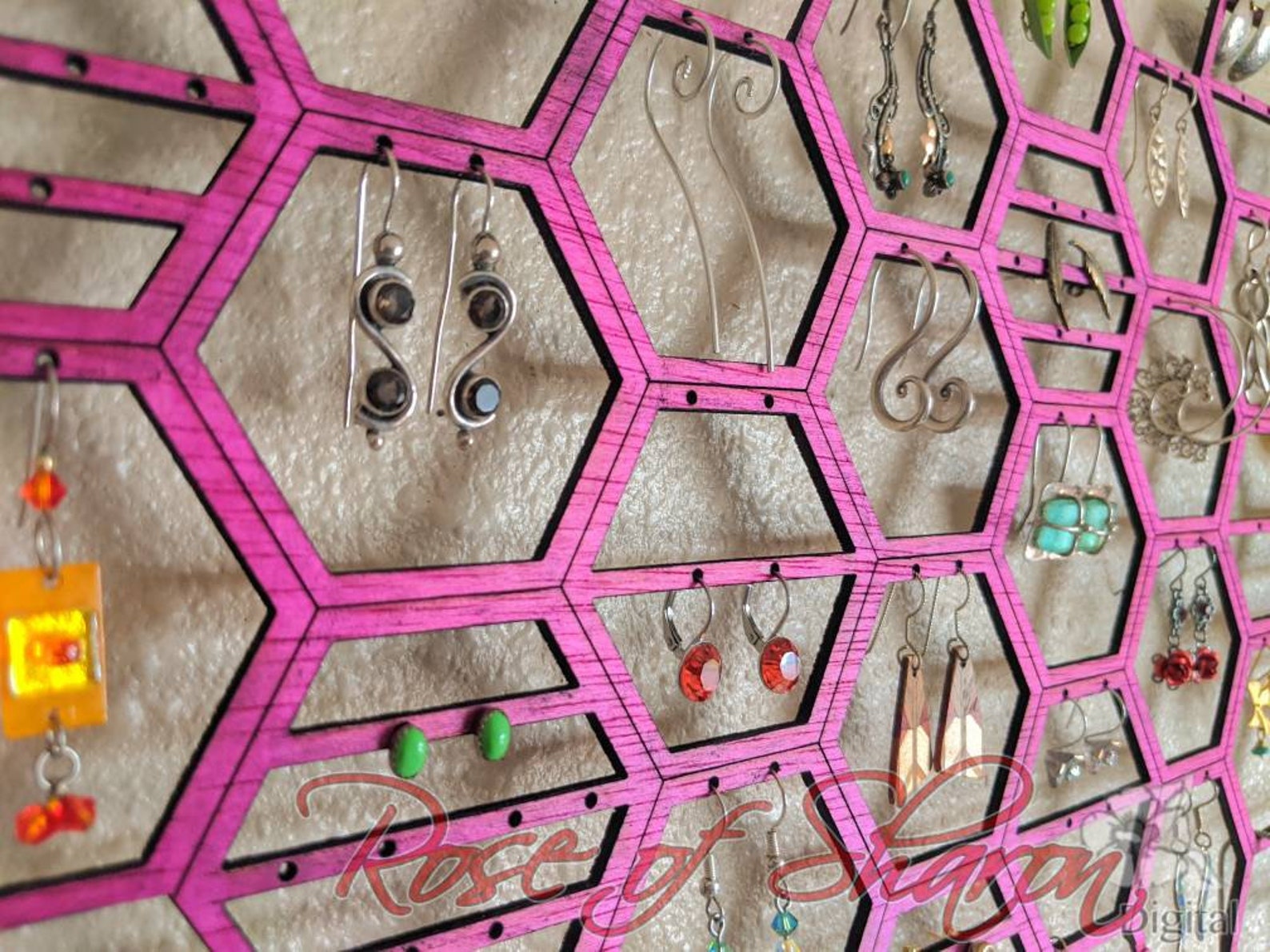 Jewelry Display SVG File, Honeycomb Earring Holder, Wall Hanging ...