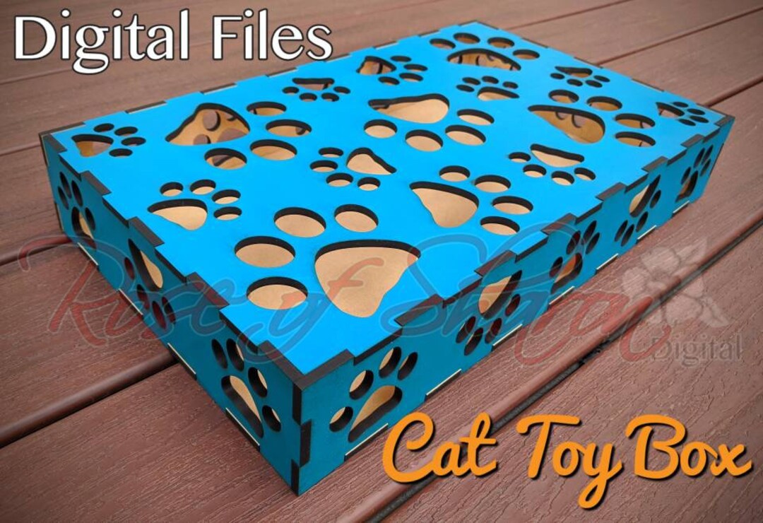 Cat Toy Box SVG, Files Only, Kitten Play, Cat Puzzle Box, Kitty Toy Bin ...