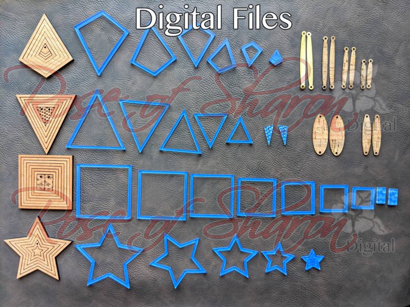 Pack 2 Geometric Nested Earring SVG Files Square Star Kite - Etsy