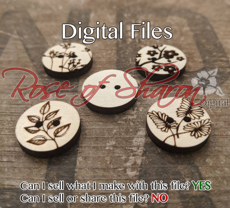 Plant Buttons SVG Files, Cherry Blossom, Fern, Leafy Branch, Papyrus ...