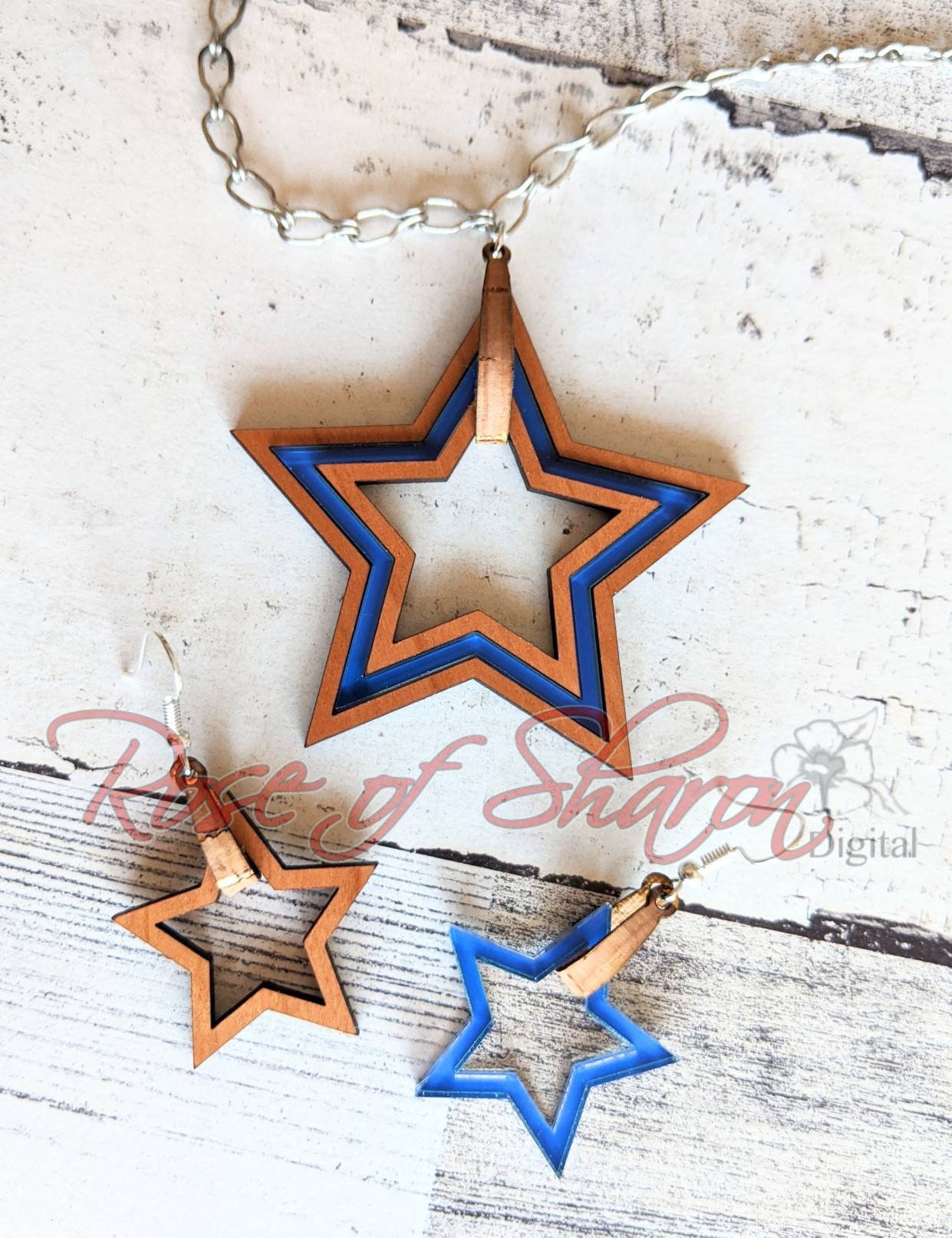 Pack 2 Geometric Nested earring SVG files square star kite | Etsy