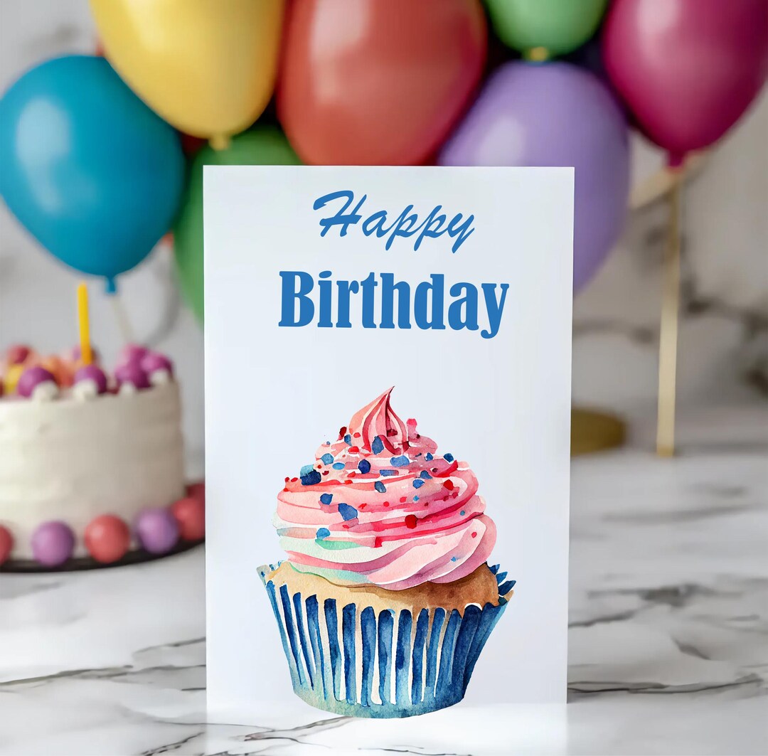 Printable Cupcake Birthday Card - Etsy
