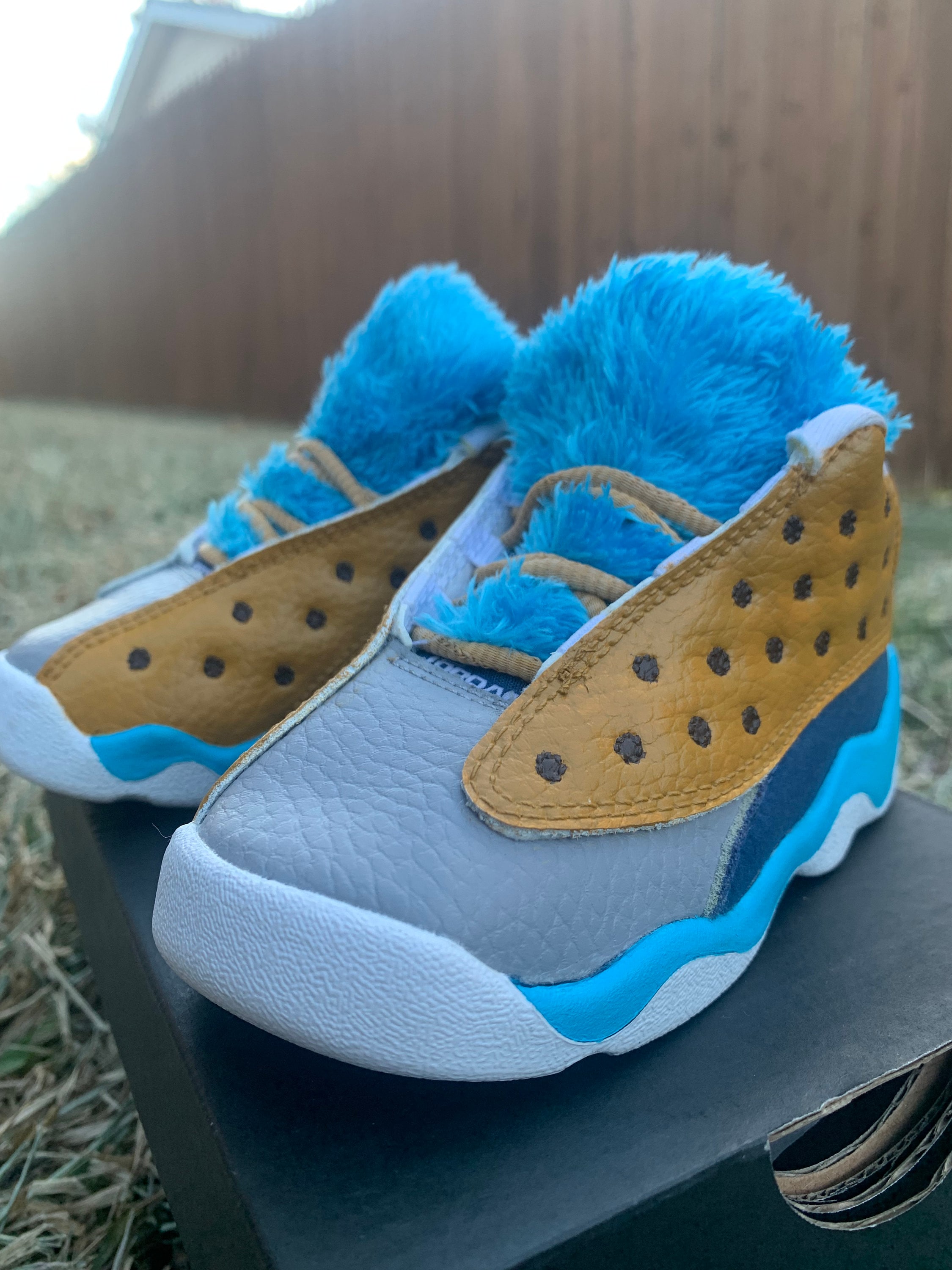 Custom Cookie Monster Jordan 13 Cute Sesame Street Baby Unisex Birthday ...