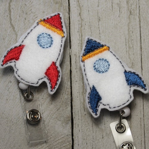 Rocket Ship Retractable Name Badge Holder Space Ship ID Tag - Etsy