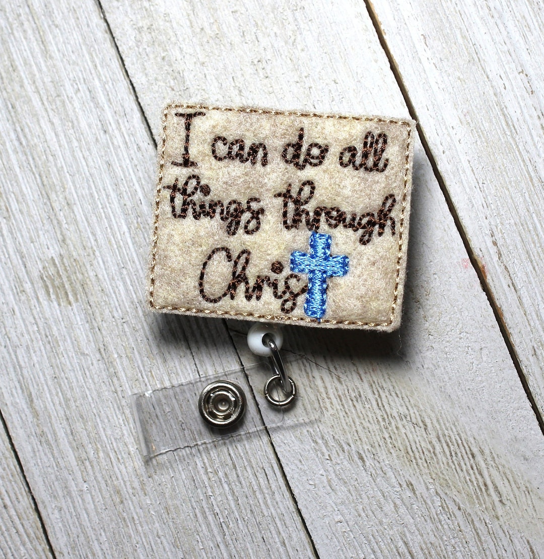 Scripture Badge Holder, I Can Do All Things Through Christ, Bible Verse ...