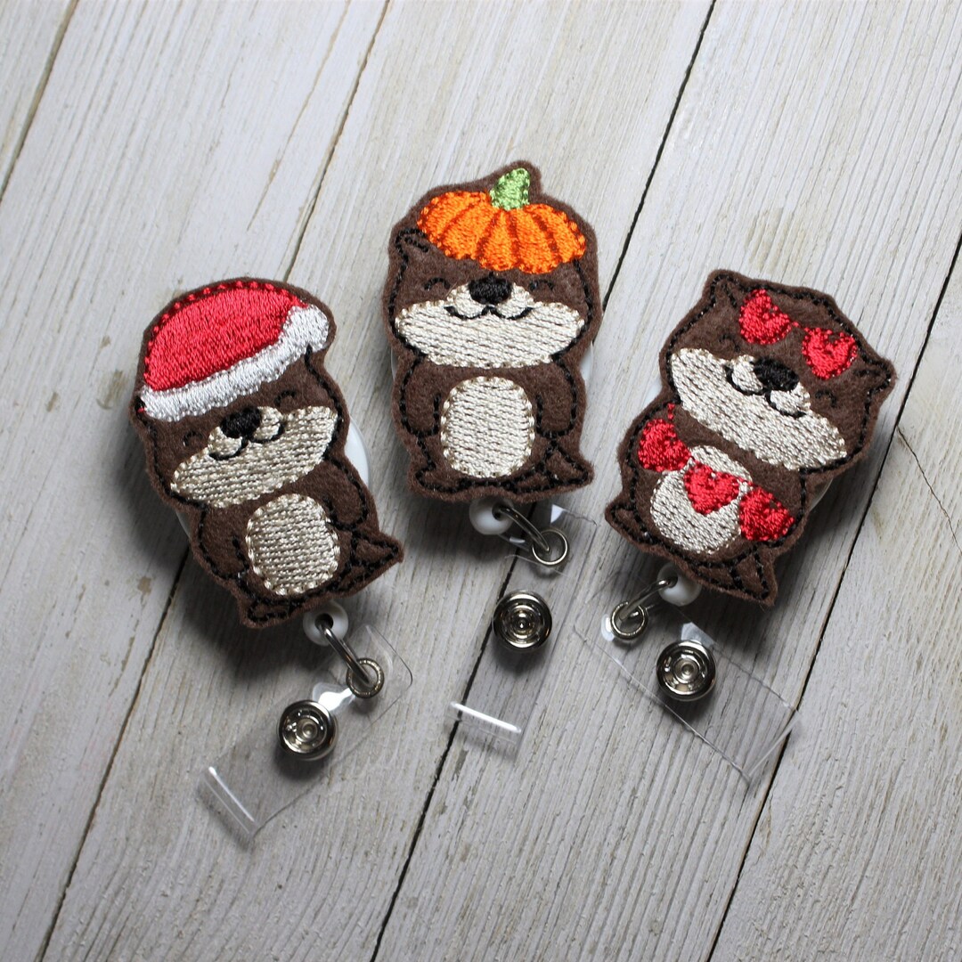 Holiday Otter Badge Holder, Santa Otter Reel, Pumpkin Otter Clip ...