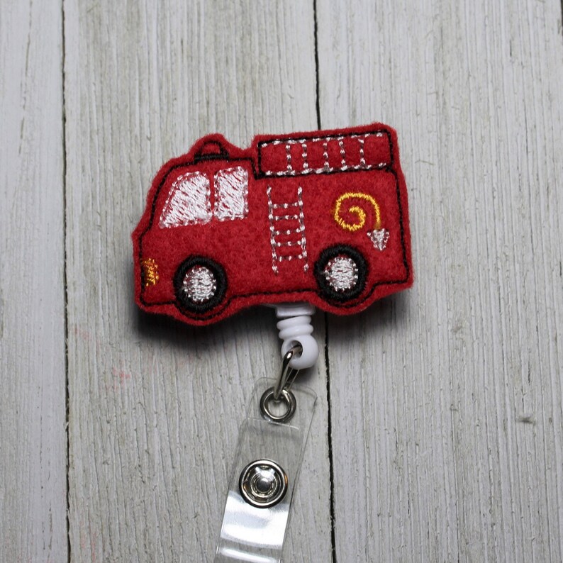 Firetruck Retractable Name Badge Holder Firefighter Name Tag - Etsy