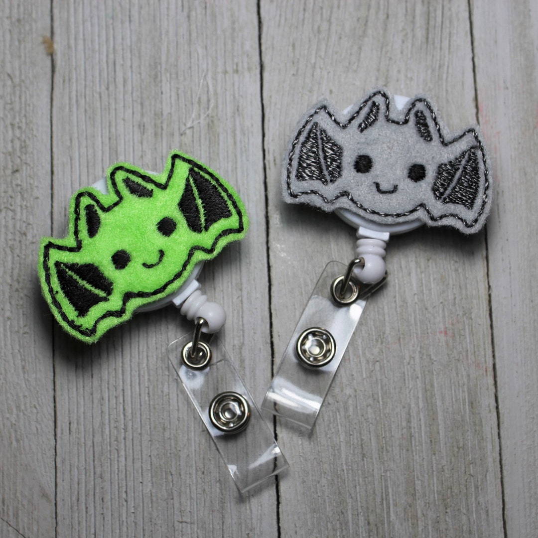 Cute Bat Name Badge Holder With Retractable Reel, Seasonal ID Tag, Fall ...
