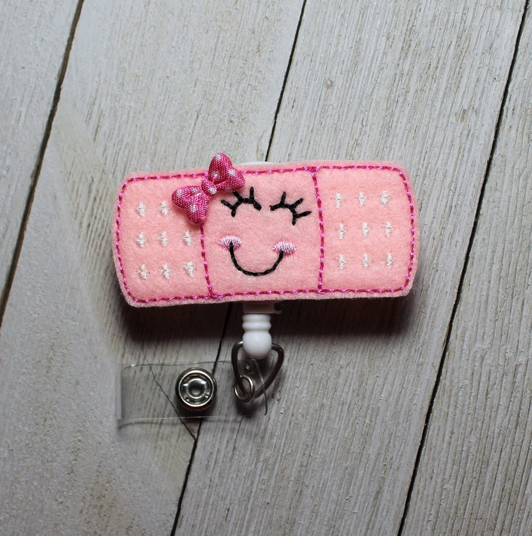 Pink Band-aid Badge Holder, Pink Band-aid Feltie, Band-aid Badge, Band ...