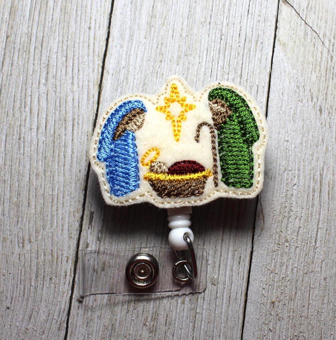 Nativity Badge Holder, Nativity Feltie, Mary and Joseph Badge Holder ...