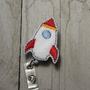 Rocket Ship Retractable Name Badge Holder, Space Ship ID Tag Clip - Etsy